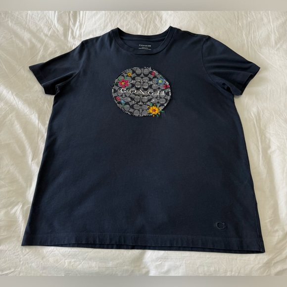 Coach | Tops | Coach Womens M Chambray Blue Floral Signature C ...